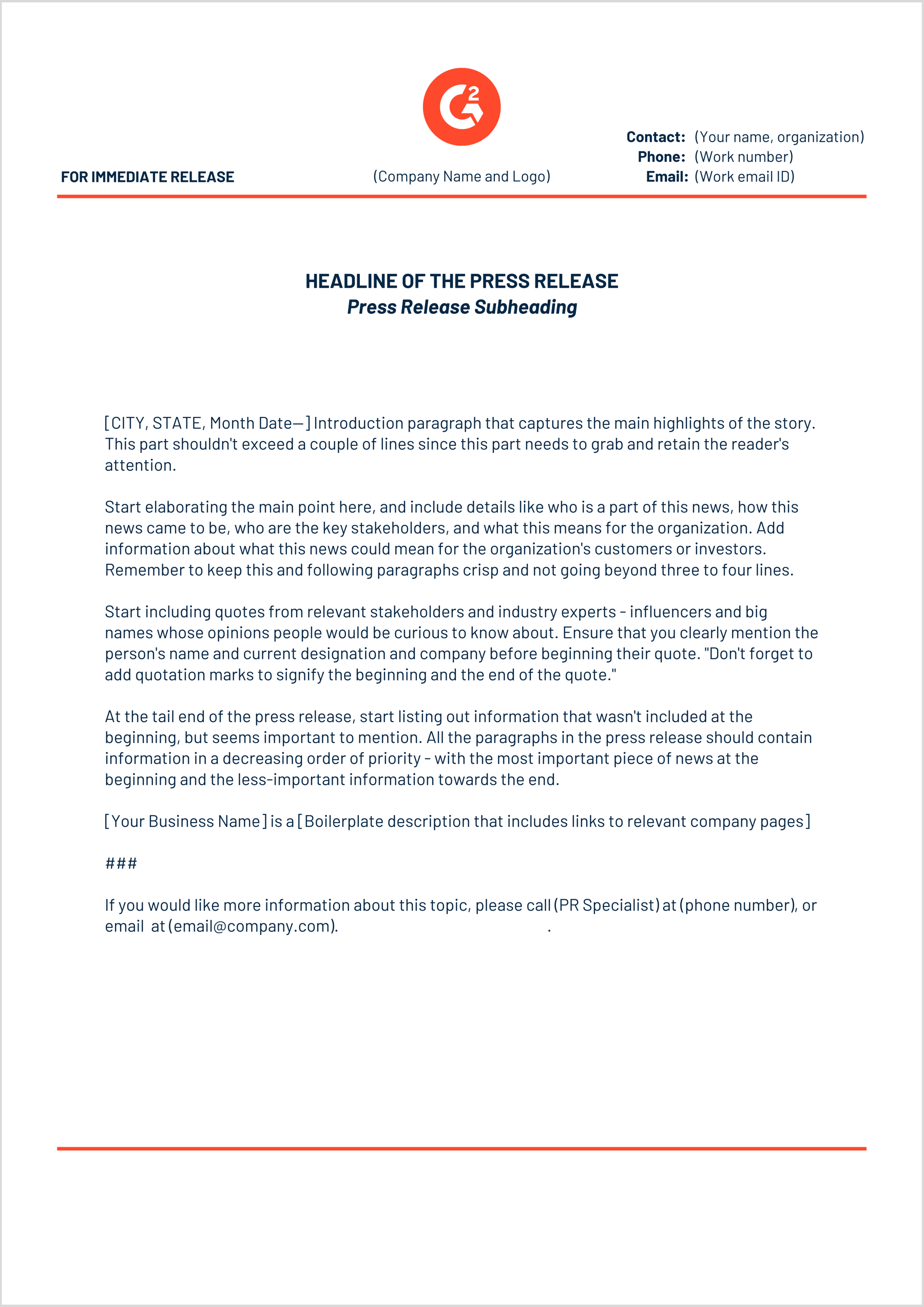 Format a Press Release Using This Free Press Release Template